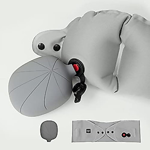 URBAN FOREST Inflatable Neck Pillow,Travel Pillow&Tree Storage Pocket, Fast Inflation&Quick Deflation,2-in-1 Design,Nap Pillow Portable for Airplane/Car/Home/Office (Grey)