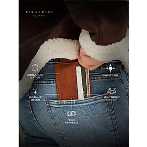 Bigardini Slim Minimalist Leather Card Wallet For Men & Women - RFID Blocking Leather Card Holder Wallets (Brown)