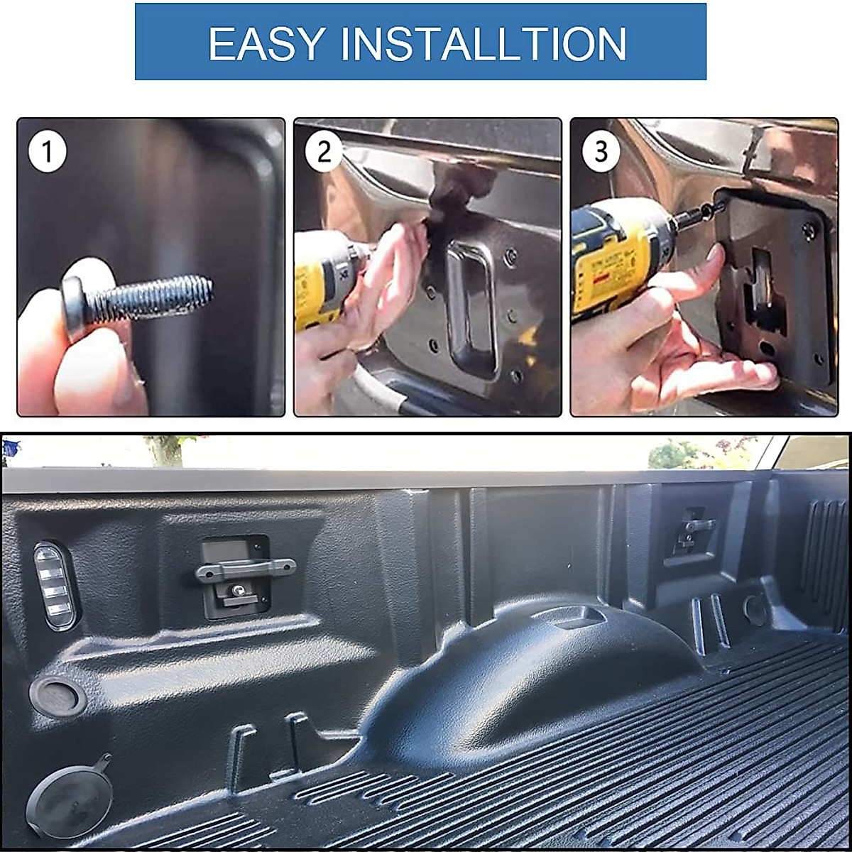 Bed Tie Down Anchors for Ford F150 F250 F350 2015-2021 Truck Cargo Bed Tie Downs Boxlink Cleats with Plates, Replacement for FL3Z99000A64B FL3Z-9928408-AB