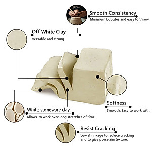 Old Potters Mid High Fire White Stoneware Clay for Pottery | Cone 5 - 10 | Ideal for Wheel Throwing, Hand Building, Sculpting | Great for All Skill Levels | Greenware Clay, 10 lbs.