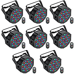 U`King LED Par Lights DJ Stage Light Corded RGB 36 LED with Sound Activated Remote Control DJ Uplighting for Wedding Party Club Christmas Stage Lighting (8 Packs)
