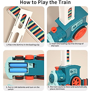 B-Qtech Domino Train Toy Set for Kids - 80pcs, Domino Blocks Set Building and Stacking Toy Creative Kids Games Gift Dominoes for Boys Girls Ages 3-8