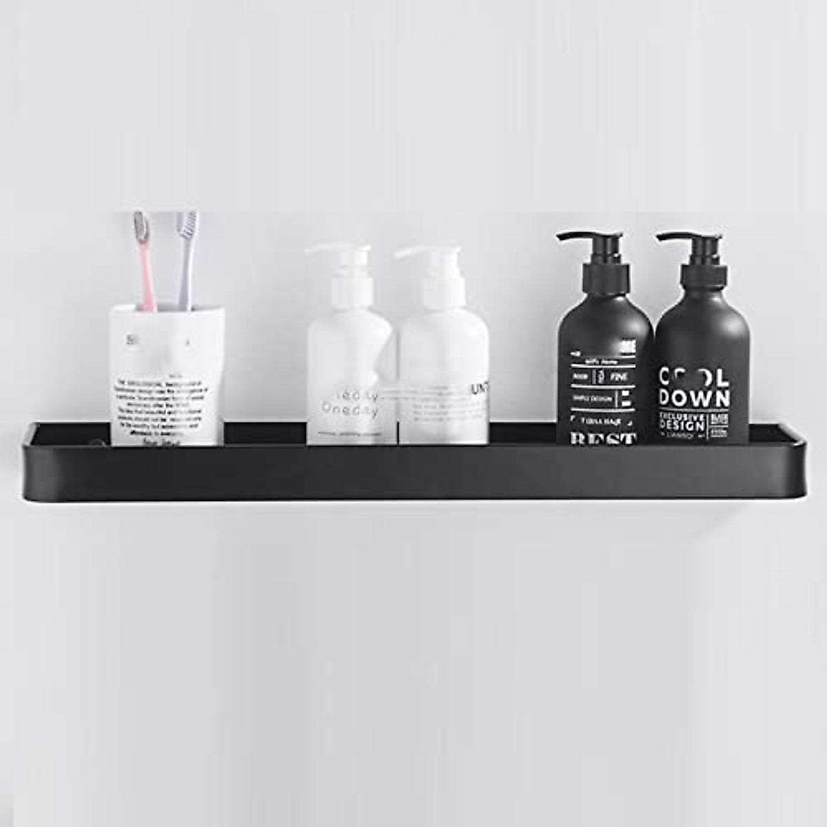NOVOCE Shower Caddie Black Shower Organizer No Drilling Shampoo Holder for Shower Adhesive Wall Mounted Space Aluminum For Bathroom Toilet,A60cm ( Size : A60cm )