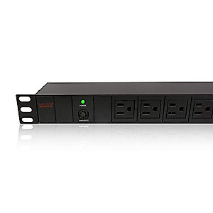 Maruson Basic PDU, 8 5-15R Outlets, 120V / 15A, 5-15P, 19" 1U Horizontal Rackmount Power Distribution Unit, 10 ft Cord, UL Certified & RoHS Compliant, for Server Racks and Networking, PDU-R1508