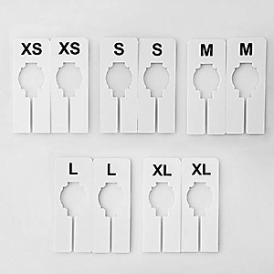 NAHANCO QSDWBKIT1, White Rectangular Clothing Size Dividers with Black Print for XS-XL, Kit of 10 (5 Sizes of 2 Each)