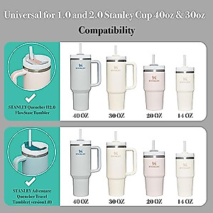 8Pcs Stanley Cup Accessories, Universal for Stanley Cup 1.0 and 2.0, Included 2 Square Stanley Spill Stoppers, 2 Stanley Straw Cover, 2 Round Stanley Leak Stopper, 2 Silicone Bottle Boot, Clear