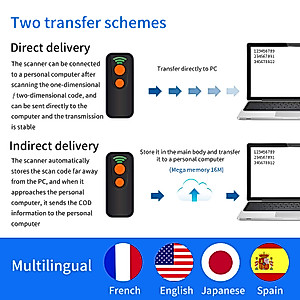 1D 2D Bluetooth Wireless Barcode Scanner,Symcode Portable QR Handheld Mini Barcode Reader for Windows,Android,iOS,Mac.Able to Scan Codes on Screen