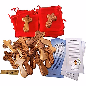 Holy Land Market Small Pocket Holding Comfort Crosses with Bags and Certificates (20)