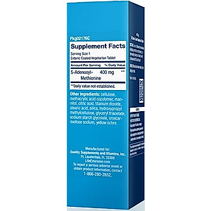 Life Extension Same 400 mg Enteric-Coated S-Adenosyl-Methionine Mood Support, Liver Health & Healthy Joint Function Support Supplement - Non-GMO, Gluten Free - 30 Enteric-Coated Vegetarian Tablets