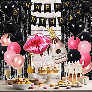 30th Birthday Decorations for Women, Black Pink 30 Birthday Decorations for Her, Black 30 Balloon Numbers, 30th Birthday Sash, Happy Birthday Banner, Dirty 30 Decorations for Her