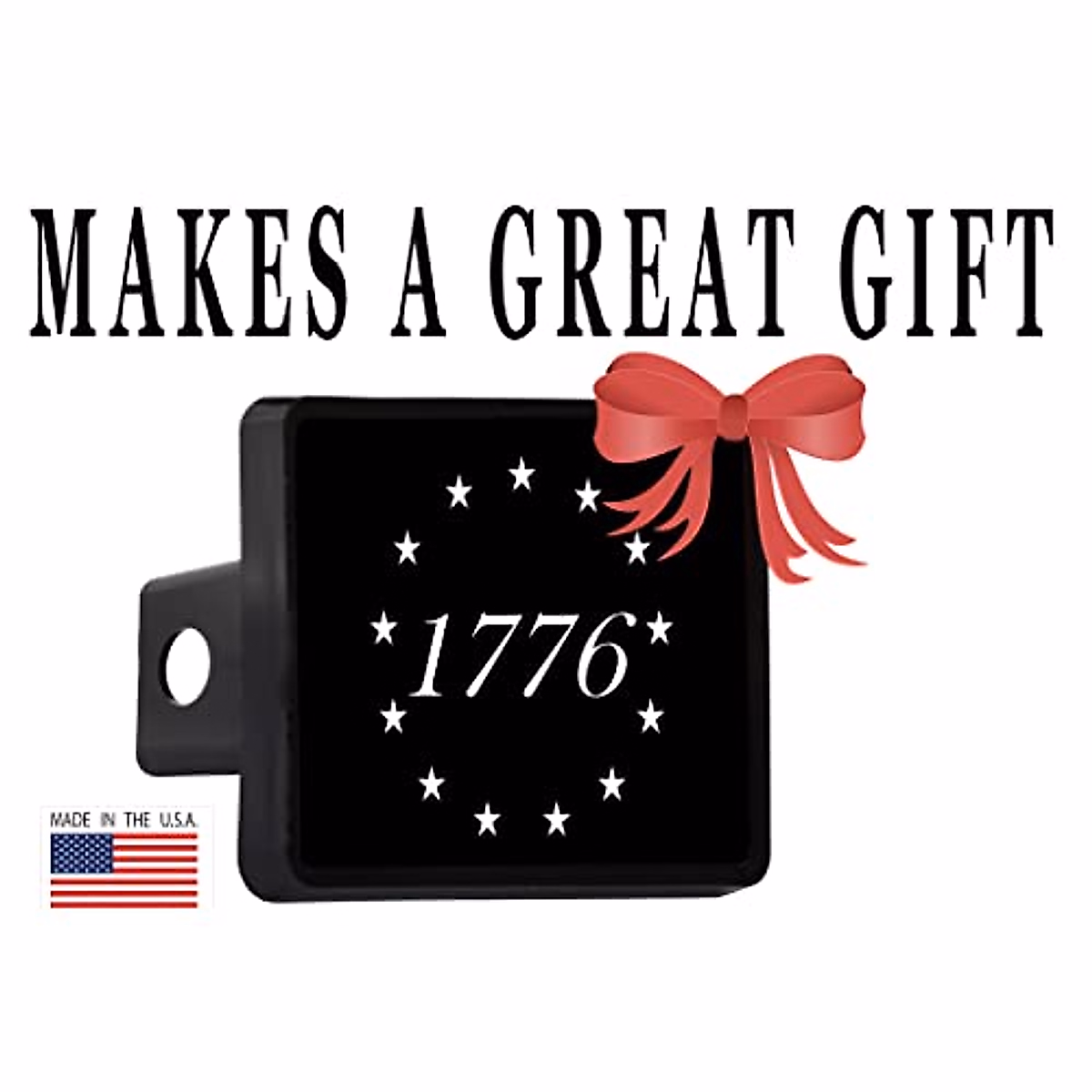 Betsy Ross 1776 USA American Flag Trailer Hitch Cover Plug US Patriotic Vintage Rustic Flag
