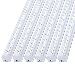 MKUJOO 6 Pack 4FT 60W LED Shop Light, V Shape Integrated T8 LED Tube Light, 6600LM, 6000K Super Bright White,high Output Linkable with Plug for Garage, Workshop,Basement,Warehouse