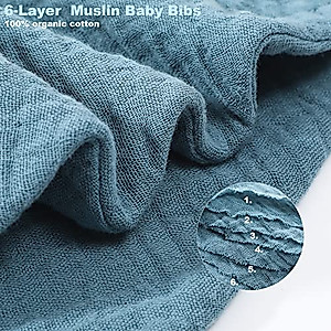 YeaYee 8Pcs Muslin Baby Bandana Bibs for Boys Girls, Six-Layer Soft Cotton Bibs, Drool Bibs with Adujustable Metal Snap Closure, Gender-Neutral bibs for drooling and teething