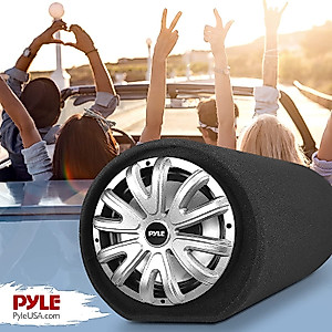 Pyle 12-Inch Carpeted Subwoofer Tube Speaker - 500 Watt High Powered Car Audio Sound Component Speaker Enclosure System with 2” Aluminum Voice Coil, 4 Ohm, Rear Vented Design - PLTB121