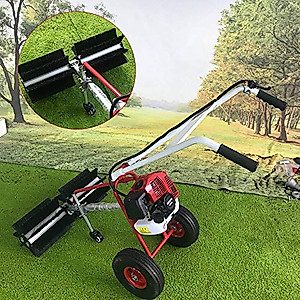 Power Broom Sweeper Cordless, 43CC 1.7HP 2-Stroke Gas Powered Broom Walk-Behind Outdoor Hand Push Sweeper Driveway Walkway Parks Street Cleaning Tool for Lawn Leaf Artificial Turf Grass Gravel Cleanin