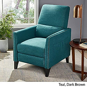 Great Deal Furniture Alexis Contemporary Fabric Push Back Recliner, Teal