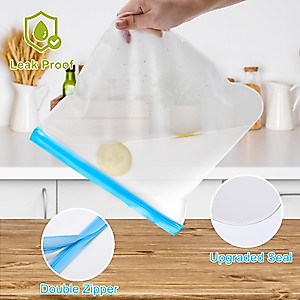 Lerine 24 Pack Dishwasher Safe Reusable Bags Silicone, Leakproof Reusable Freezer Bags, BPA Free Reusable Food Storage Bags for Lunch Meat Veggies (6 Gallon 9 Sandwich 9 Snack Bags) - White