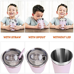 IEBIYO 6 Pack Kids Cups with Straws and Lids Water Spill Proof Toddlers Mugs with Colorful Silicone Sleeves Stainless Steel Cups Tumblers for Cold & Hot Drinks for Children and Adults （12oz