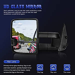 PZ Driver and Passenger Side Tow Mirrors with POWER HEATED,AMBER SIGNAL,Clearance lamp,BLACK,Replacement Fit for 1999-2002 SILVERADO SIERRA 1500 2500/HD 3500