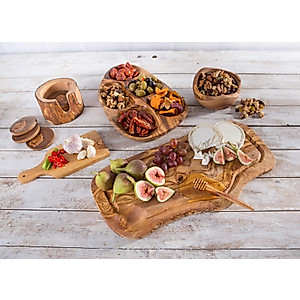 Divine Deli Rustic Olive Wood Garlic Chopping Cutting Serving Board