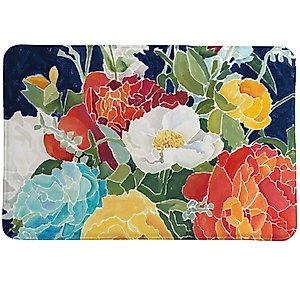 Laural Home Midnight Floral Memory Foam Rug, Multicolor