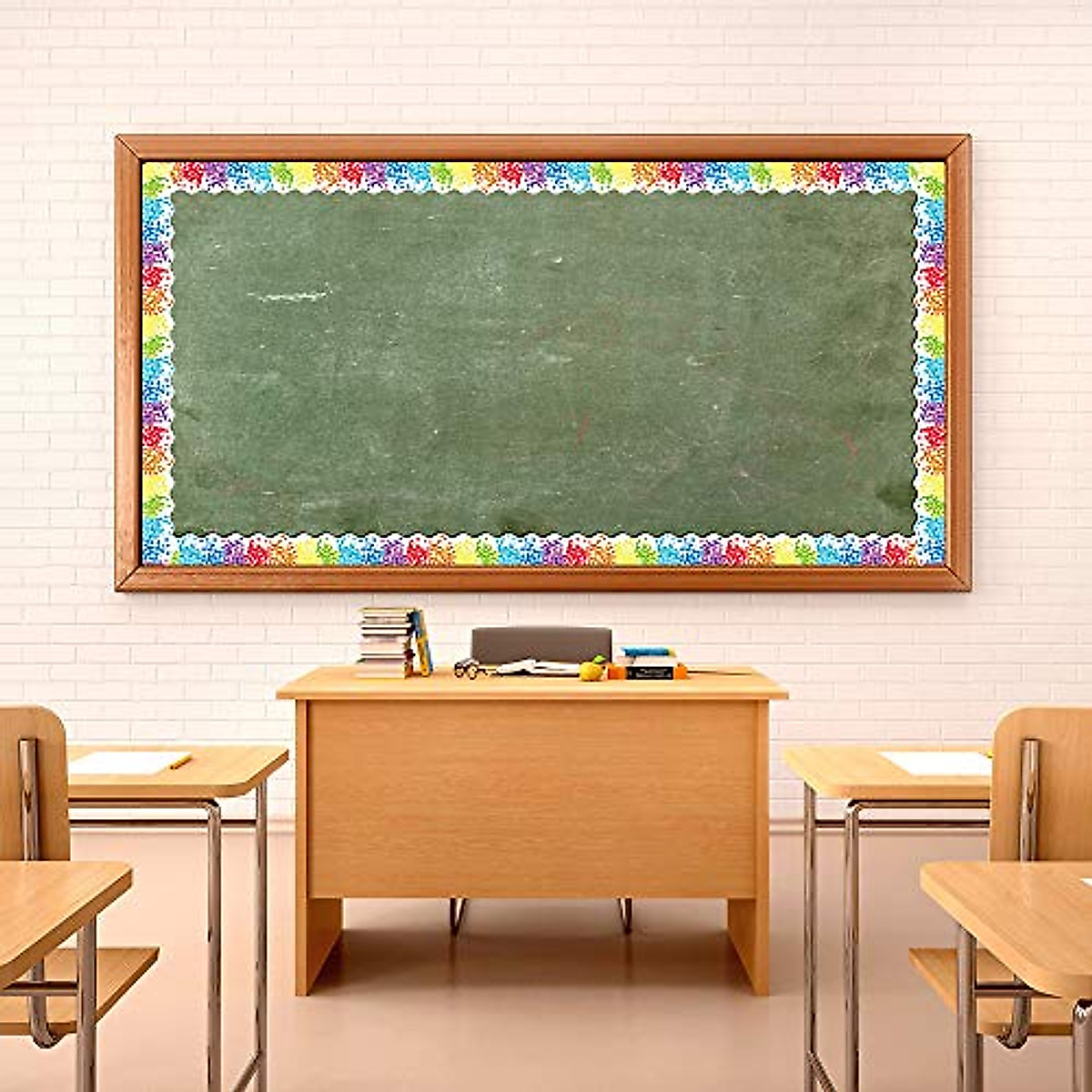 Rainbow Confetti Border Trim, Bulletin Borders Stickers, 66 ft Back to School Decoration Borders for Bulletin Board/Black Board Trim, Teacher Student Use for Classroom School Decoration