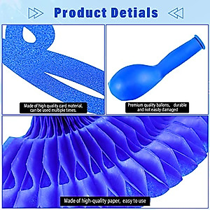 38 Pcs 2023 Graduation Party Decorations Include Blue Black Latex Balloon Confetti Balloon Star Aluminum Foil Balloon Snowflake Tissue Paper Fans Graduation Garland Honeycomb Ball Decor Hanging Swirls