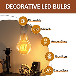 HESSION A19 Vintage LED Edison Bulbs, 4W Equivalent 40W LED Bulbs, 400 Lumens 2300K Warm Light, E26 Base Dimmable A19 Light Bulb for Light Fixture, Pack of 4