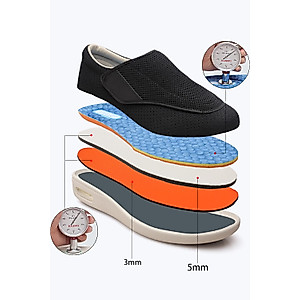 ZUMEIJIA Women's Diabetic Shoes for Women Casual Adjustable Walking Shoes Wide Shoes for Elderly Swollen Feet Non-Slip Air Cushion Bottom Fattening and Widening Black 8