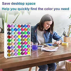 PEUTIER Paint Organizer, 63 Holes Acrylic Paint Storage Organizer Craft Paint Bottle Storage Crafts Paint Holder Vertical Paint Rack Stand for Apple Barrel 2oz Craft Paints, Wall Mounted