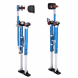 Yescom Drywall Stilts 36" - 50" Adjustable Aluminum Tool Stilt with Knee Pad Protection for Painting Painter Taping Blue