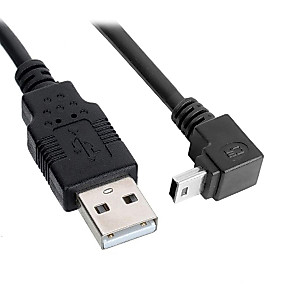 chenyang Mini USB Cable USB 2.0 Male to Mini USB 5 Pin Male 90 Degree Down Angled Charging Data Transfer Extension Cable 0.5M
