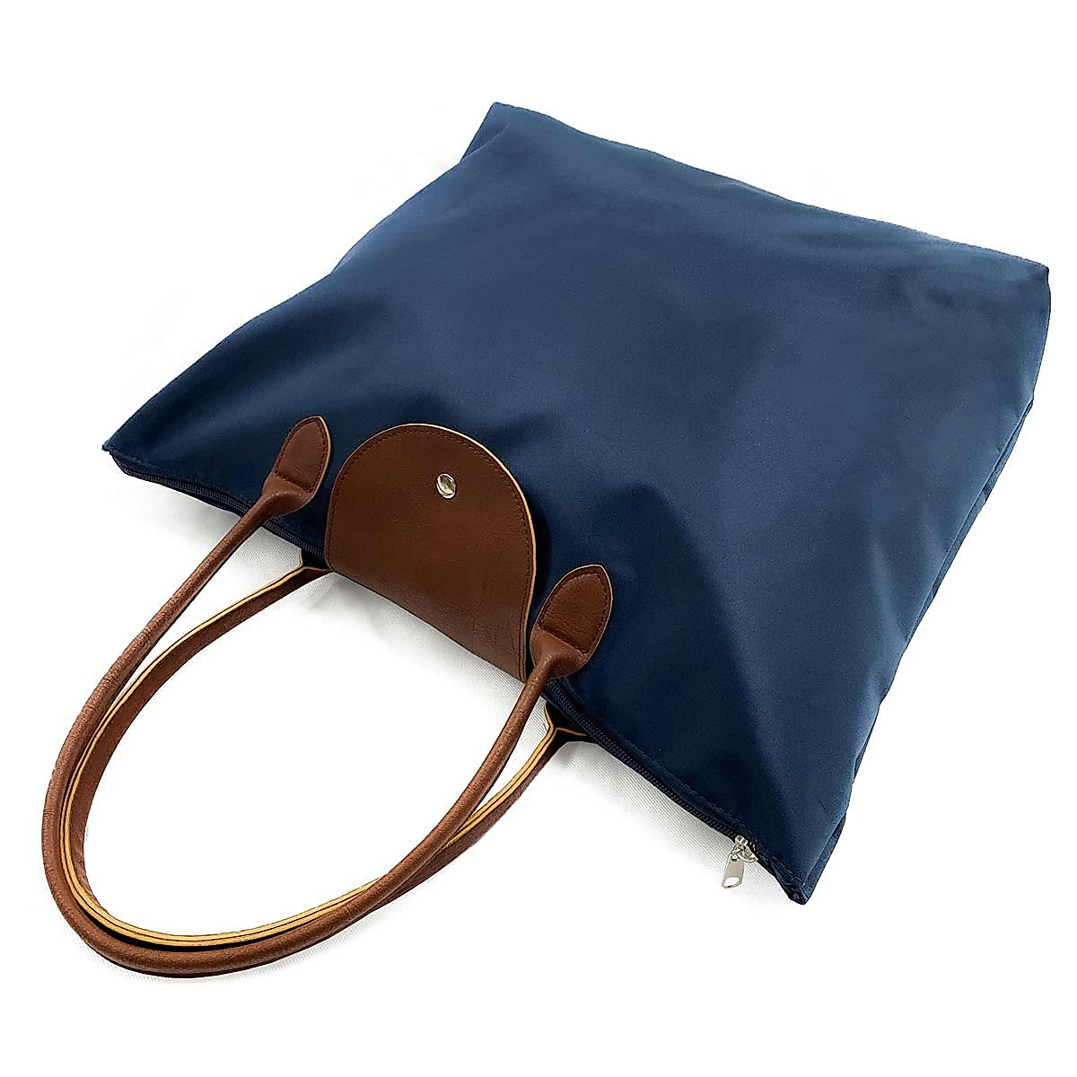 Tote Top Handle Bag,Lightweight Packable Stylish Handbag Foldable Zipper Travel shoulder Bag for Women -Navy