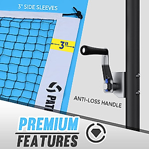 Patiassy Professional Badminton Set with Carbon Aluminum Badminton Rackets Set of 4, Outdoor Portable Badminton Net with Winch System, 2 Goose Feather Badminton Shuttlecocks, Boundary and Carrying Bag