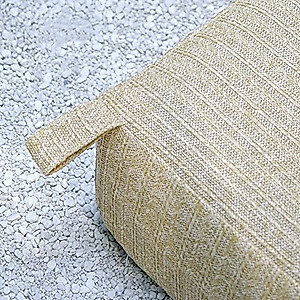 Woven Inflatable Ottoman Square Foot Rest with Portable Handle, Floor Cushion Seating for Kids Adults for Living Room, Bedroom, 22x22x10 Inches