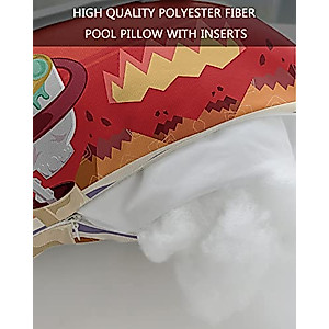 Recliner Head Pillow Ledge Loungers Chair Pillows with Insert Cartoon Cup Volcano Fire Graffiti Orange Red Texture Lumbar Pillow with Adjustable Strap Patio Garden Cushion for Sofa Bench Couch, 2 PCS