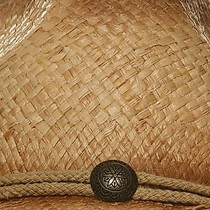 MG Tea Stain Raffia Straw Cowboy Hat (Natural), Natural Tea, Size One Size