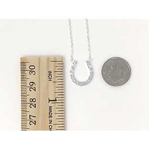 Dote Lucky Horseshoe Pendant Genuine .925 Sterling Silver Hammered Necklace 16-18 Adjustable Chain (Hammered)