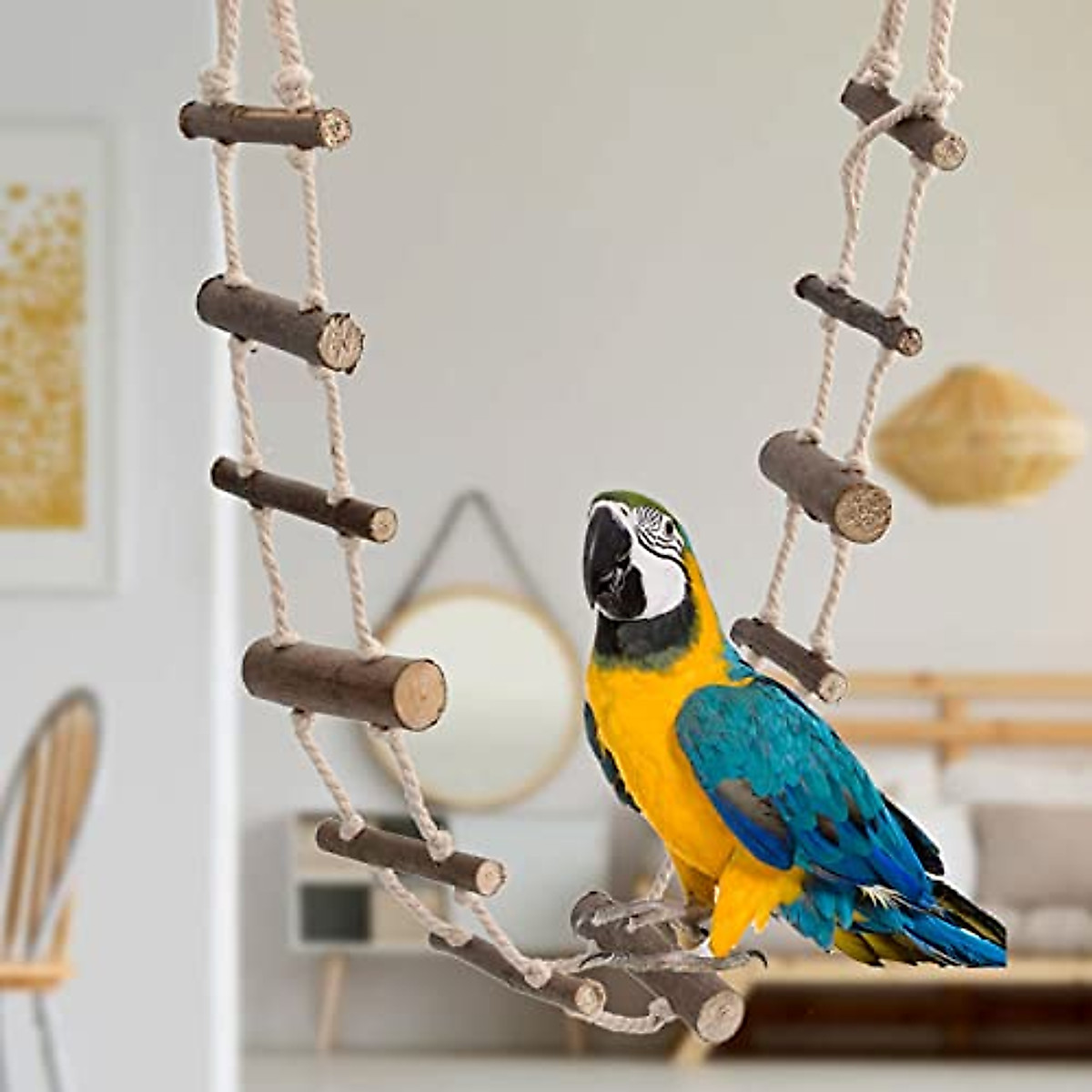 Budgie Toys Rat cage Accessories 18×13×6 pet Hamster Soft Long Climbing Rope Ladder Suspension Bridge for Birds Toy