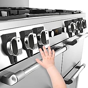 Gas Stove Baby Proof Knobs Locks (6 Pack), Aukfa Child Proofing Oven Knob Lock – No Tools Needed(Black)