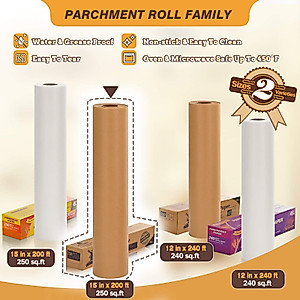 Unbleached Parchment Paper for Baking, 15 in x 200 ft, 250 Sq.Ft, Baking Paper, Non-Stick Parchment Paper Roll for Baking, Cooking, Grilling, Air Fryer and Steaming