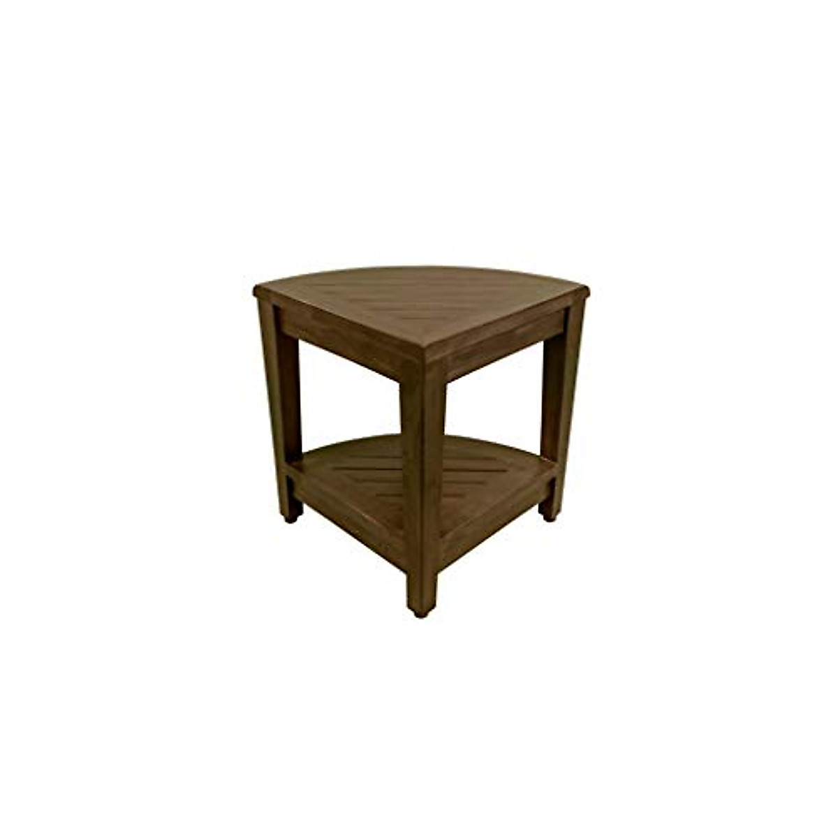 Decoteak Corner Shower Bench Teak Wood Corner Shower Stool with Shelf Extended Height SnazzyCorner Shower Foot Stool for Indoors and Outdoors - 23 inches Tall