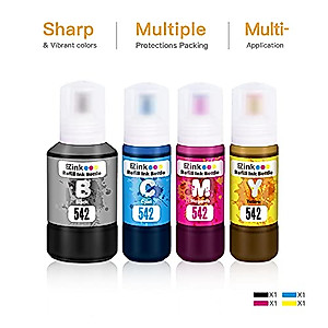 E-Z Ink (TM Compatible Ink Bottle Replacement for Epson 542 for ET-5800,ET-5850,ET-5880,ET-16600,ET-16650,ST-C8000 Printer (Black, Cyan, Magenta, Yellow, 4 Pack)
