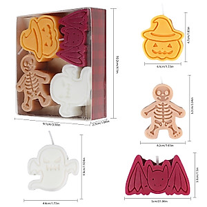 Halloween Candles Freesia Scented, 4pcs Pumpkin Skeleton Ghost Bat Spice Candles, Halloween Party Decorations Indoor Home Room Table Decor, Halloween Gifts for Women Kids Adults Men