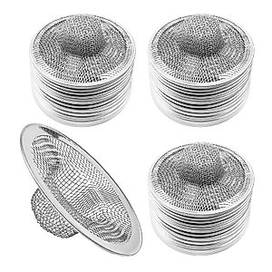 50pcs Mesh Sink Strainer, 2.75" Top/1" Stainless Steel Slop Basket Filter Trap, Metal Bathtub Kitchen Drain Strainer, Hair Basket Drain - Fits Most Kitchen Sinks, Bathroom Sinks,Shower Drains