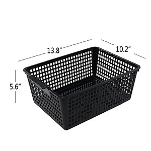 Joyeen 3 Packs Large Organizer Baskets Bins, Plastic Storage Basket (Black)