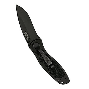 Kershaw Blur Black (1670BLK) Everyday Carry Pocketknife, 3.4 inch Stainless Steel Drop Point Blade, Cerakote Blade Finish, SpeedSafe Opening, Reversible Pocketclip; 3.9 OZ