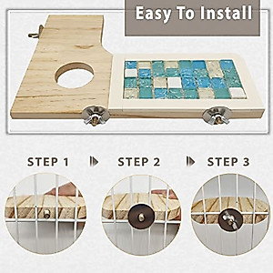 kathson 7 Pcs Dwarf Hamster Wooden Platform Natural Guinea Pig Springboard Chinchilla Toys for Mice Squirrel and Small Animal