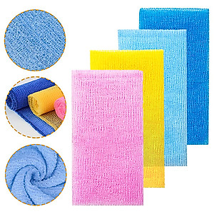 8 Pcs 35 Inch Exfoliating Bath Cloth,Beauty Skin Bath Wash Towel,Nylon Shower Washcloth Body Scrubber Loofah for Women and Men