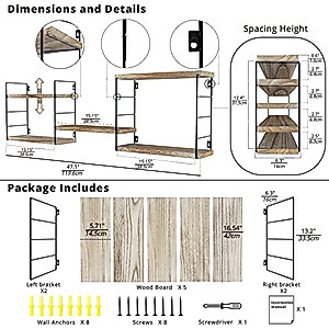 Eifiwot Floating Shelves Wall Mounted, Adjustable Storage Rack for Office, Bathroom, Living Room, Bedroom, Kitchen, Light Brown Shelves for Wall Decor(5 Boards)